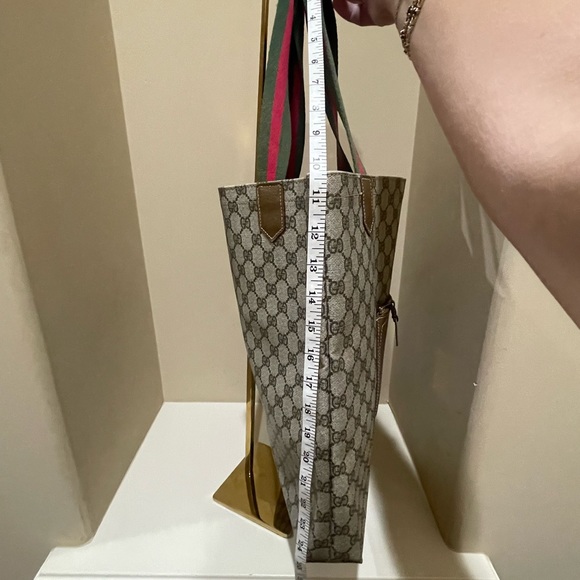 Gucci | Bags | Gucci Sherry Supreme Handles Coated Canvas Leather Tote ...